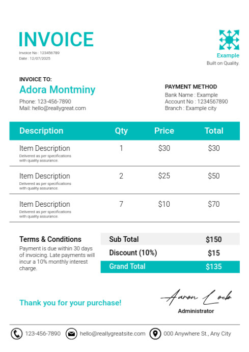 White and Blue Professional Invoice Design Template | PosterMyWall