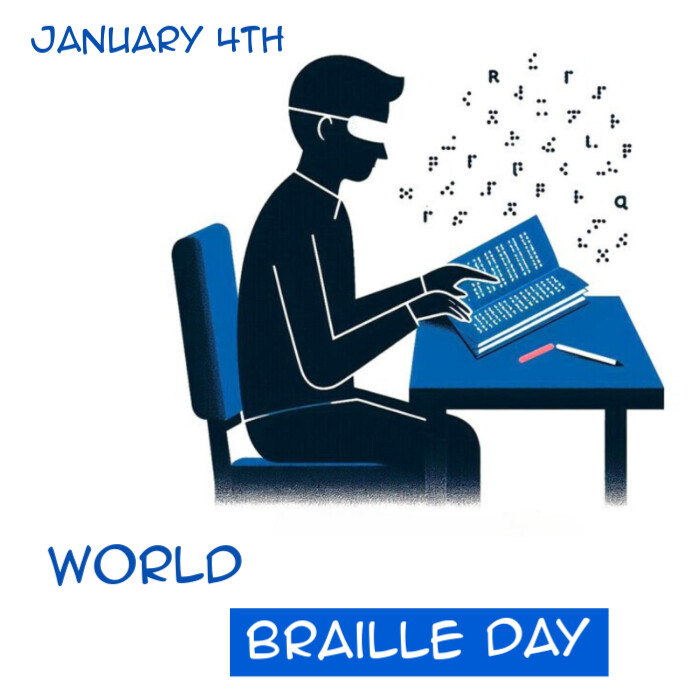 White and Blue World Braille day poster Template | PosterMyWall