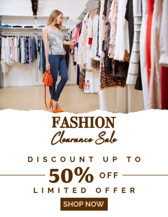 White and Brown Clearance Sale Flyer Template | PosterMyWall