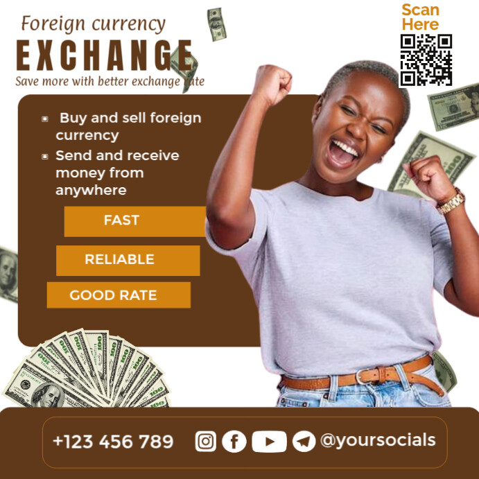 White and brown Professional Foreign Currency Exchange Flyer Instagram ...