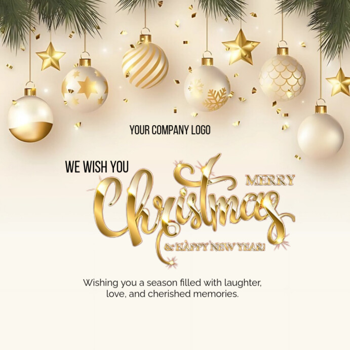 White and Gold 3d Merry Christmas Instagram Post Template | PosterMyWall