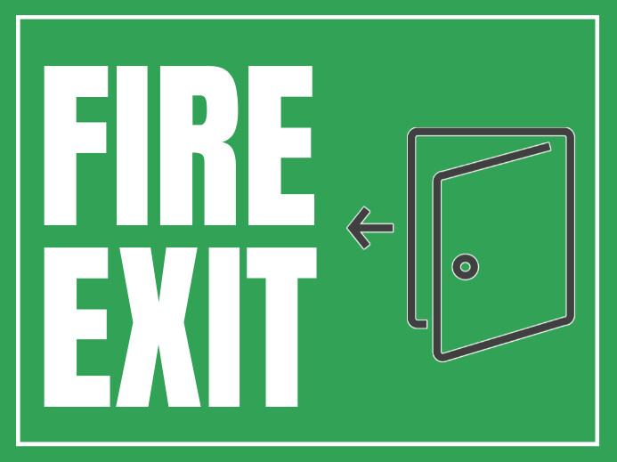 white and green fire exit board sign Template | PosterMyWall