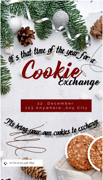 White and green happy national cookie exchange day Template | PosterMyWall