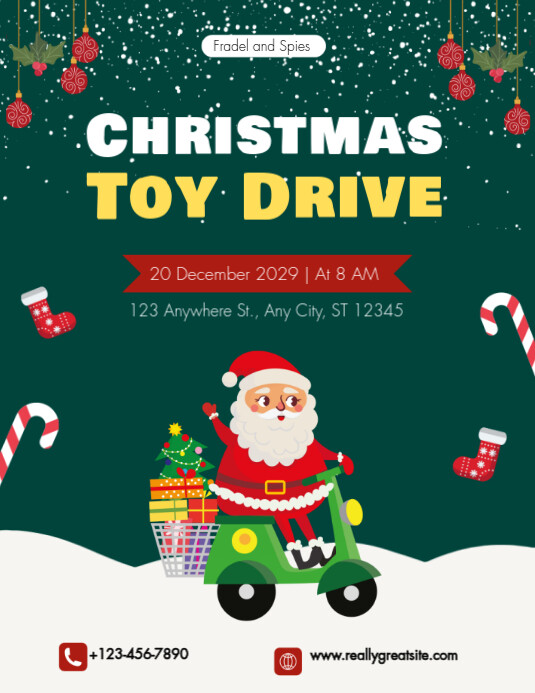 White and Green Illustrative Christmas Toy Drive Flyer Template ...