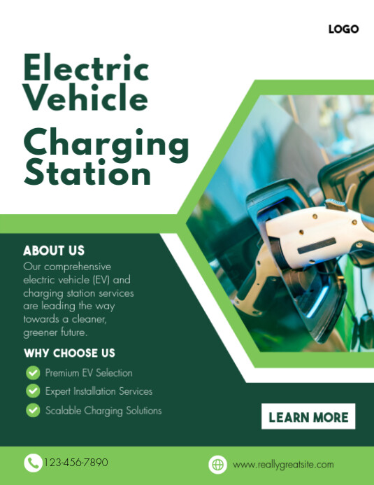 Copy of White And Green Modern Electric Vehicle Charging Station Flyer ...