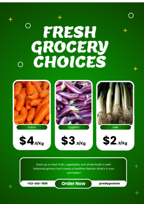 Copy of White and Green Modern Grocery A4 | PosterMyWall