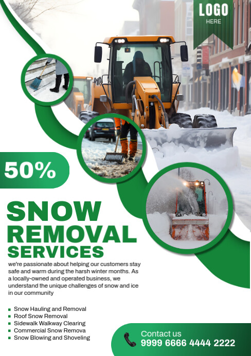 White and Green Snow Removal Services Template | PosterMyWall