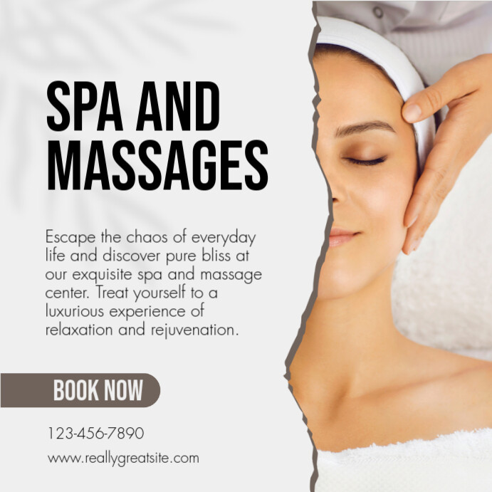 White And Ironside Grey Modern Spa And Massages Instagram Post Template ...