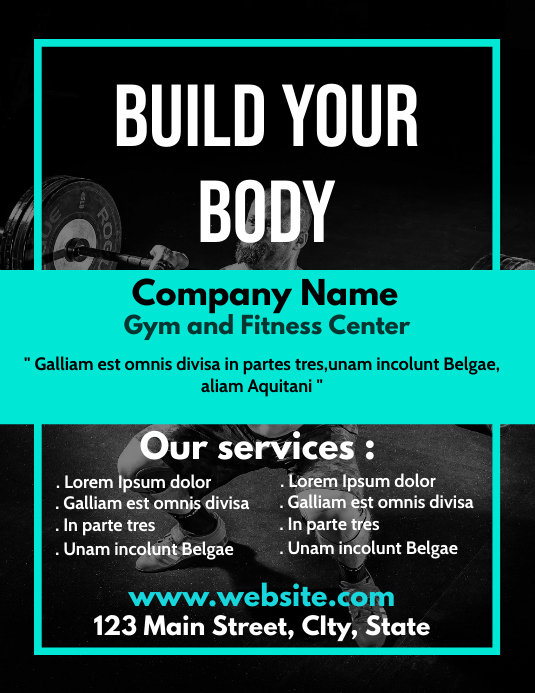 white and light blue gym flyer Template | PosterMyWall