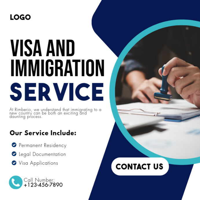 White and Navy Modern Visa and Immigration Service Instagram Post ...