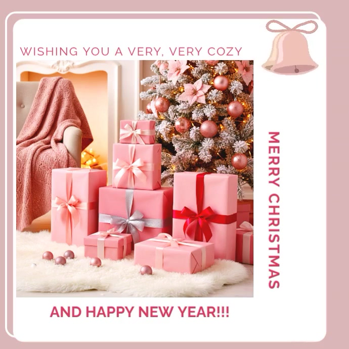 White and pink Joyful Cozy Merry Christmas And Happy New Year Instagram ...