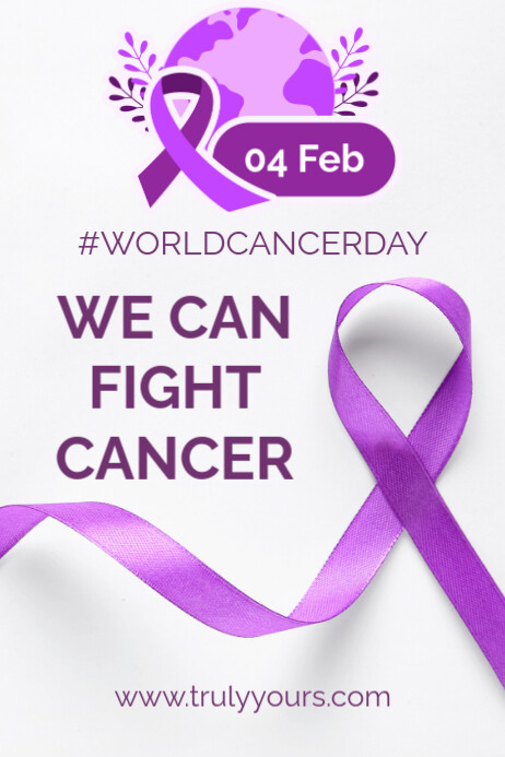 White and Purple Modern & Minimal World Cancer Day Poster Template ...
