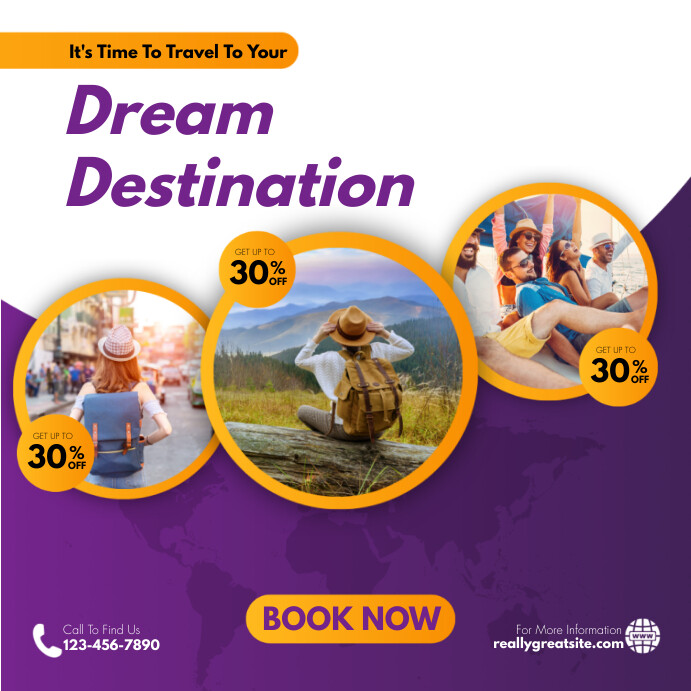 White And Purple Modern Travel Promotion Inst Template | PosterMyWall