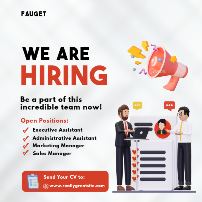 White and Red 3d Illustrated We Are Hiring Instagram Post Template ...