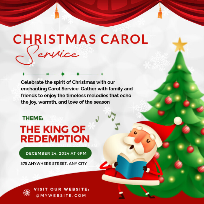White and Red Illustrative Christmas Carol Service Instagram Post ...