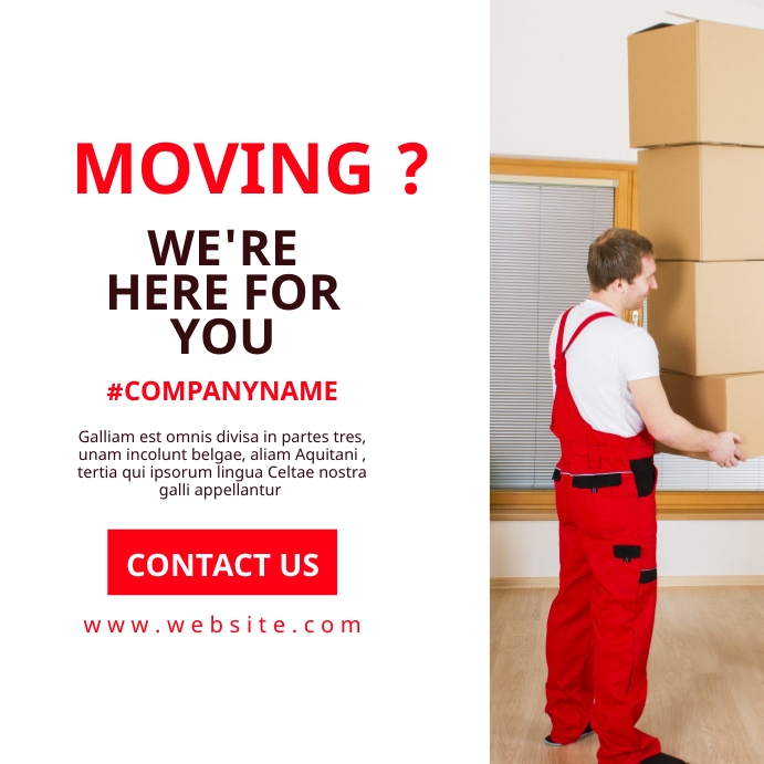 Copy of white and red moving services advertisement d | PosterMyWall