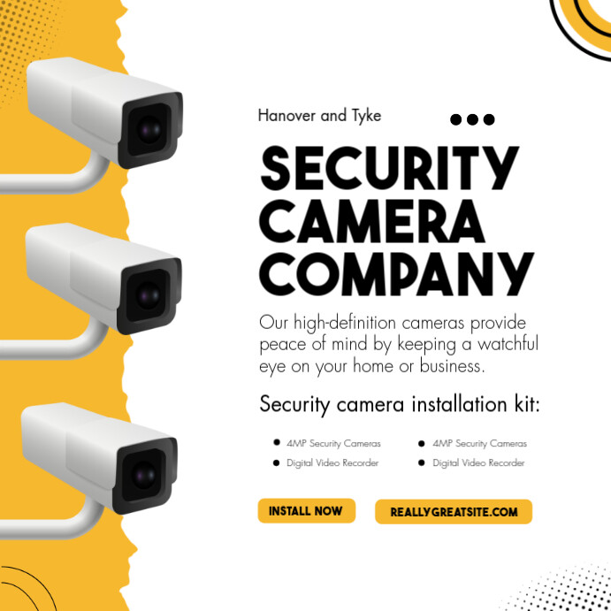 Plantilla de White and Yellow Modern Camera Security Instagram Post ...
