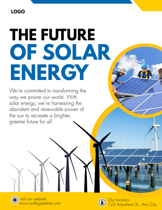 Copy of White and Yellow Modern Solar Energy Flyer | PosterMyWall