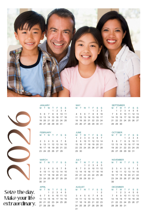White Annual 2025 Photo Calendar Poster | PosterMyWall