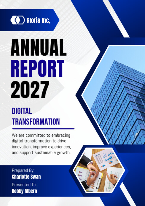 White Annual Report Cover A4 Template | PosterMyWall