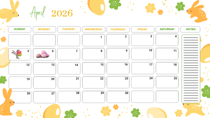 White April 2026 Calendar Digital Display (16:9) Template | PosterMyWall