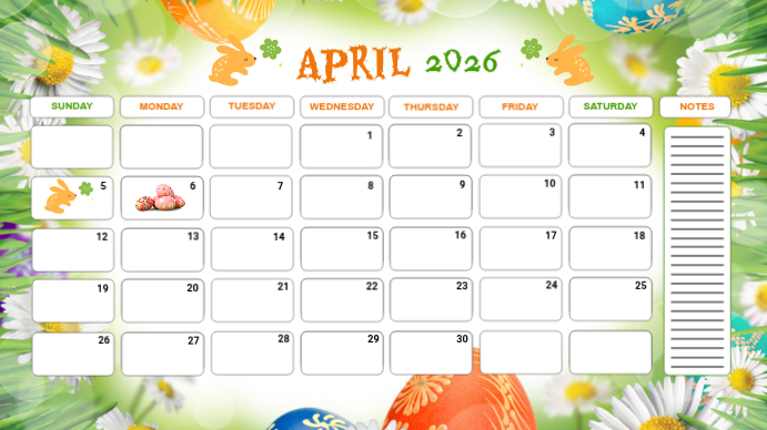 Copy of White April Calendar Digital Display (16:9) | PosterMyWall