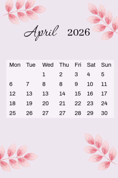White April Calendar Poster Template | PosterMyWall