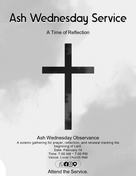 Ash Wednesday Service Flyers Template | PosterMyWall