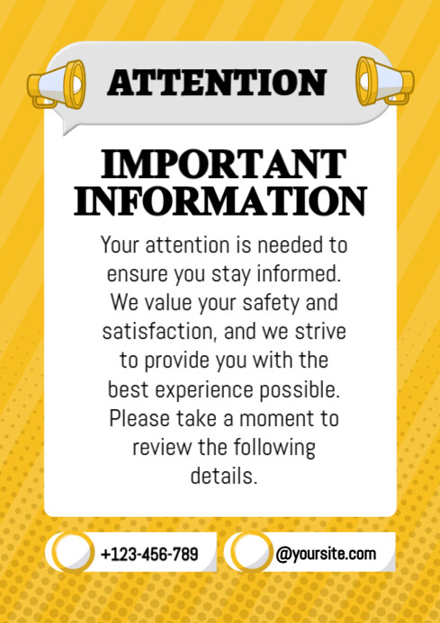 Copy of White Attention Information A2 | PosterMyWall