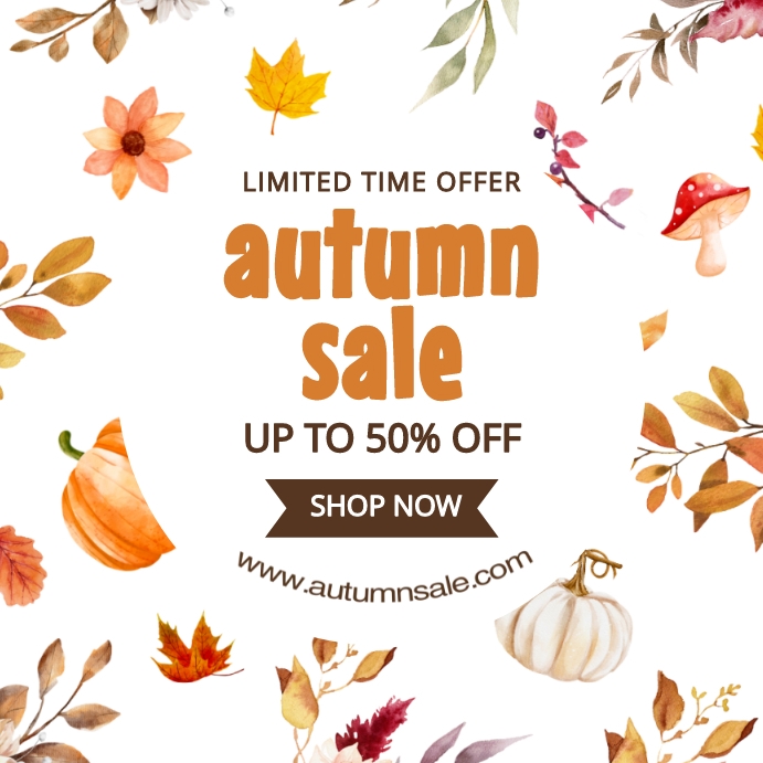 White Autumn Sale Instagram Post Template | PosterMyWall