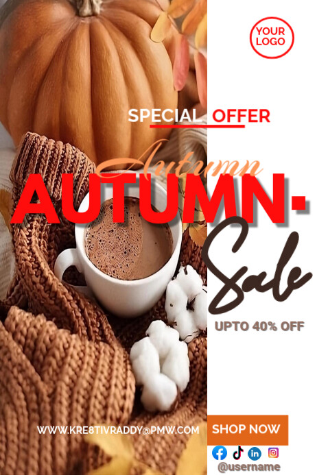 White Autumn Sale Poster Template | PosterMyWall
