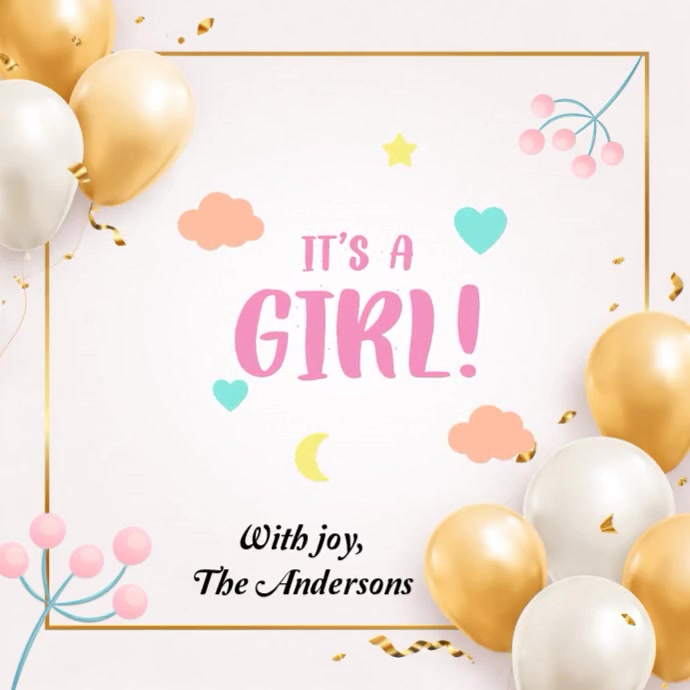 White Baby Announcement Instagram Post Video Template | PosterMyWall