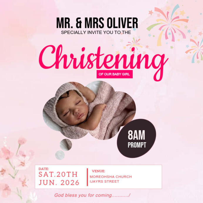 White Baby Christening Instagram Post Template | PosterMyWall