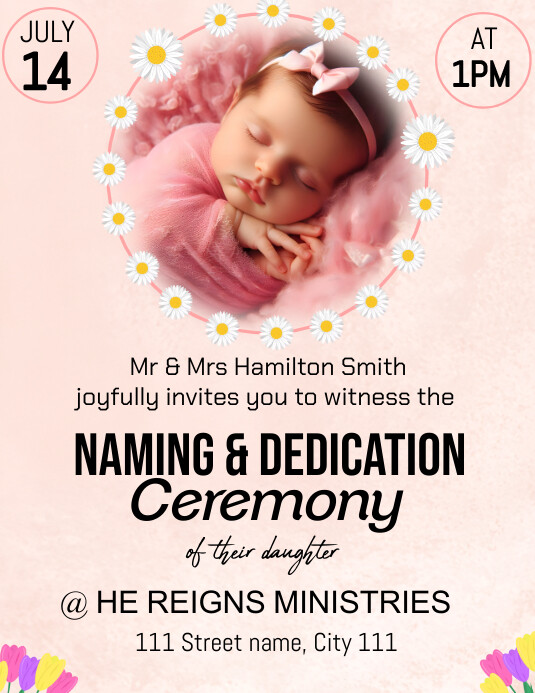 Plantilla de White Baby Dedication Flyer (us Letter) | PosterMyWall