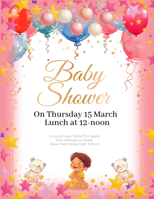 White Baby Shower Flyer Template | PosterMyWall