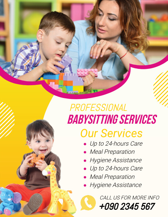 White Babysitting Service Flyer (us Letter) Template | PosterMyWall