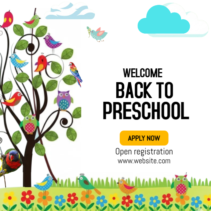 White Back To Preschool Instagram Post Template | PosterMyWall