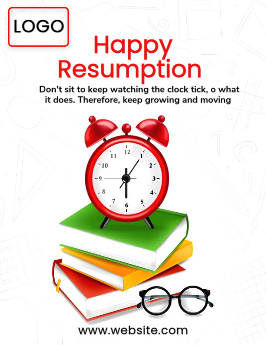 Plantilla de White Back To School Resumption Poster | Motivational ...