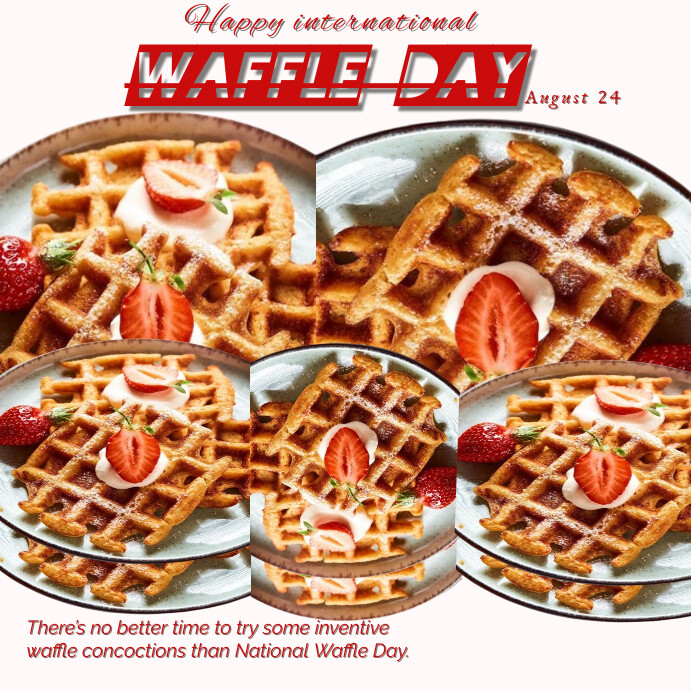 White background of national waffle day templ Template | PosterMyWall