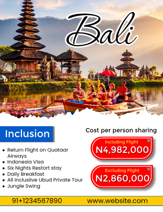 Modèle White Bali Travel Package Flyer | PosterMyWall