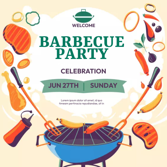 White Barbecue Party Instagram Post Template | PosterMyWall