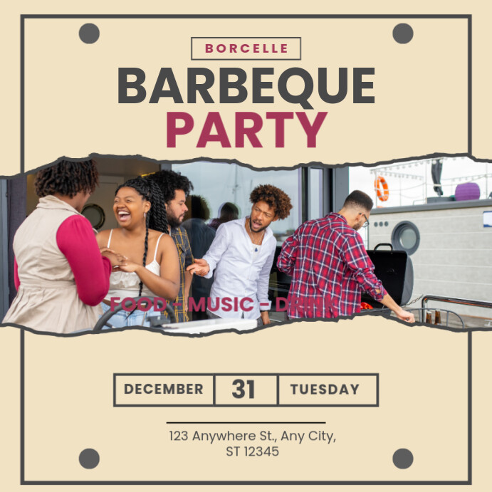 White Barbeque Party Instagram Post Template | PosterMyWall