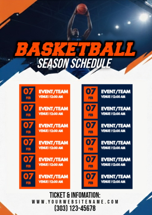 Copy of White Basketball Season Schedule A4 | PosterMyWall