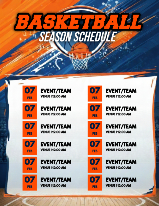 Modèle White Basketball Season Schedule Flyer | PosterMyWall