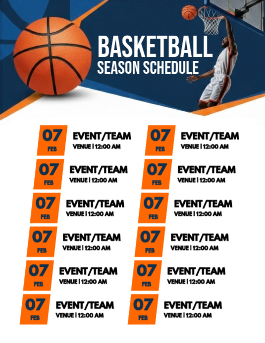 Copy of White Basketball Season Schedule Flyer | PosterMyWall