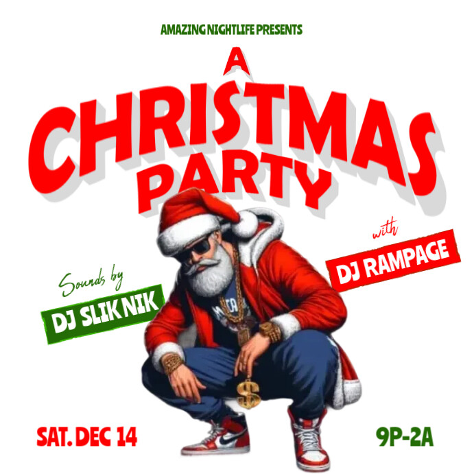 White BBoy Santa Christmas Flyer | PosterMyWall