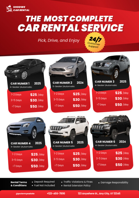 White Berbasis Daftar Car Rental Price List Catalog A4 Template ...