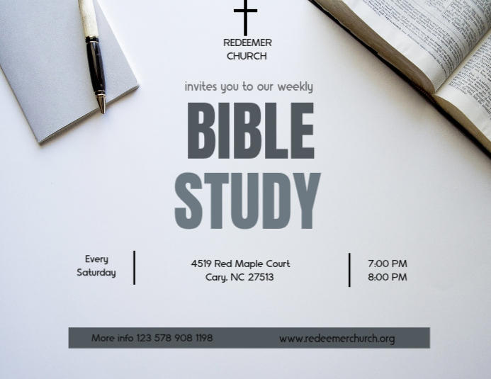 White Bible Study Event Flyer Template | PosterMyWall
