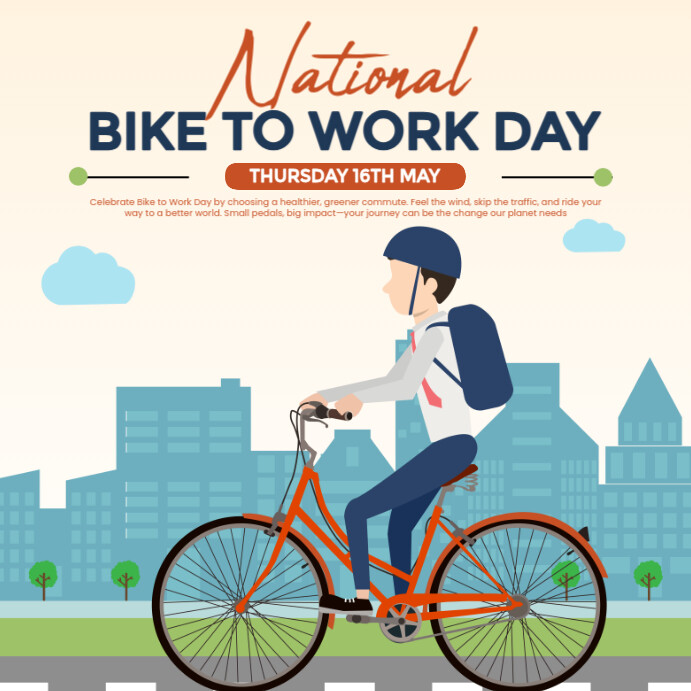 Copy of White Bike To Work Day Poster Square (1:1) | PosterMyWall