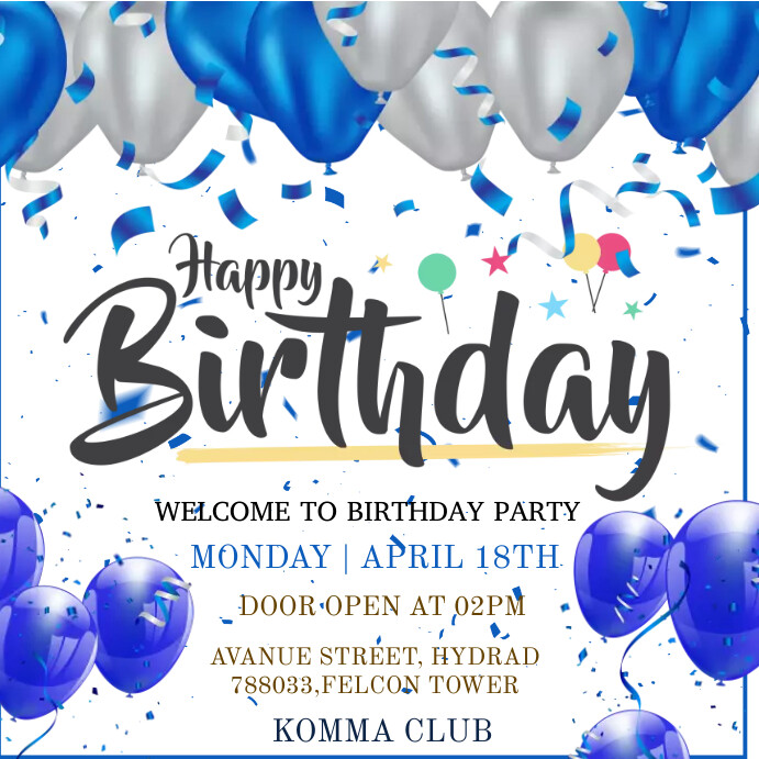 White Birthday Party Instagram Post Template | PosterMyWall